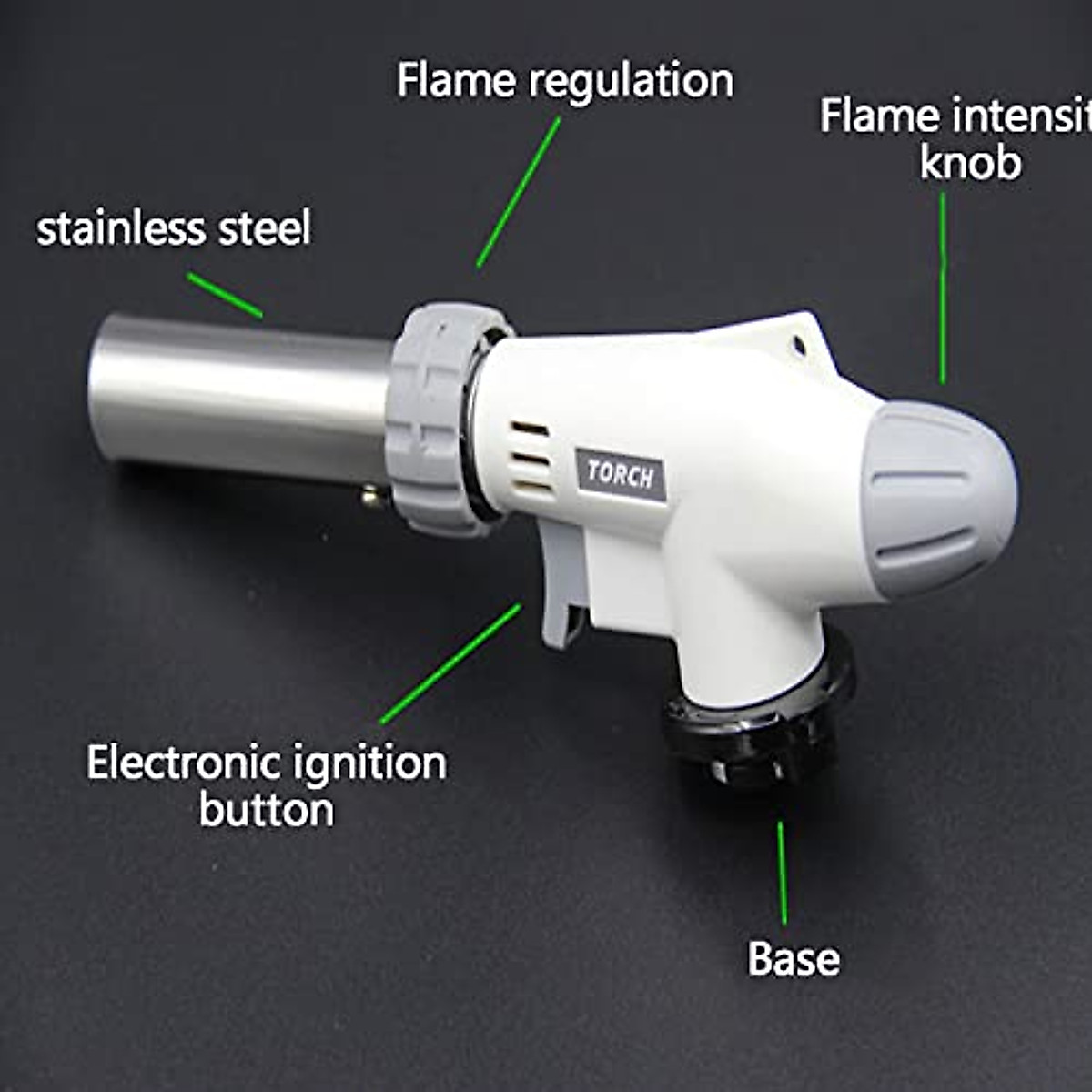 Electronic ignition Butane Torch - Culinary Torches Chef Cooking Professional Adjustable Flame for BBQ, Baking, Jewelry (gas Not Included)