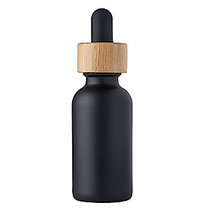 Focus Nutrition Black Boston Round 1 oz Dropper Bottles | Glass Dropper Bottles for Essential Oils | 1 oz Bottles With Bamboo Dropper Caps | 24 Pack