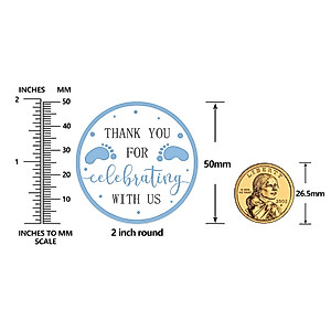 80 Thank You Baby Shower Stickers, Thank You Stickers Baby Shower Boy, Blue Feet Baby Shower Stickers, Footprint Theme Baby Shower Favor Thank You Labels(2 Inch)