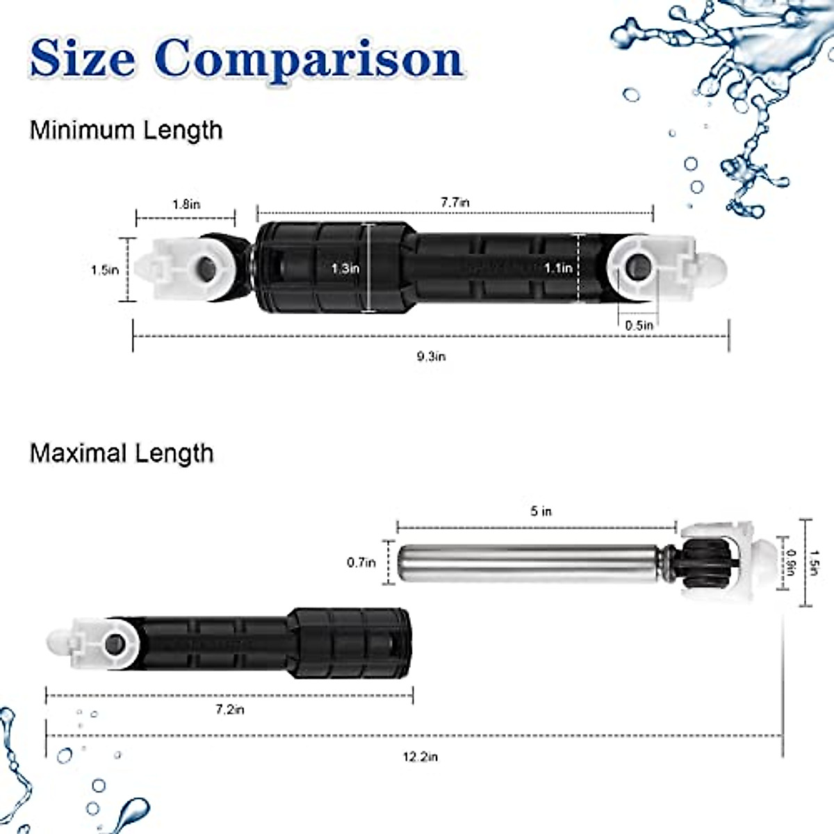 W10822553 8182812 Washer Shock Absorber Replacement for Amana Kenmore Whirlpool Duet Shock Absorbers Replace W10015830 W10261477 W10822553VP AP5985209 PS11723173 (4 Pack) 5-YEARS WARRANTY