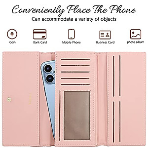 Titosha Valentines Day Gifts Womens Wallets With Large Capacity Rfid Blocking Medium Wallets For Women Trifold Wallet Ladies Purse PU Leather Pink Wallet