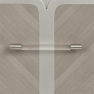 MICHAEL AMINI Lanterna Wood & Marble Nightstand in Silver Mist