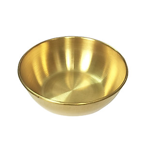 Set of 8 Stainless Steel Dipping Sauce Bowls, Soy Sauce Dishes, Seasoning Plate, Small Round Saucers, Appetizer Plate for Sushi, Side Dishes, Dessert, Tomato Sauce, Soy, BBQ, 3.27"x3.27"x 1.14" Gold