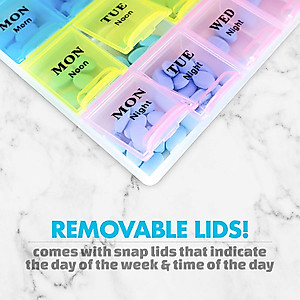 Weekly Pill Organizer - (Pack of 2) 21 Day Pill Planners for Pills Vitamins & Medication, Pill Box 3 Times-a-Day Medication Reminder Boxes, Easy to Read & Travel Friendly