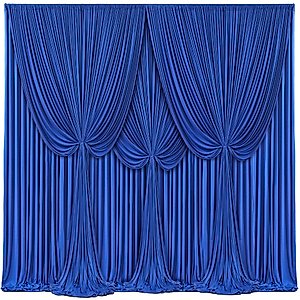 4 Panels Royal Blue Backdrop Curtains for Wedding Party Wrinkle Free Backdrops Curtain Drapes Fabric Decorations Photo Back Drop Cloth for Baby Shower Photography Stage Reception 20ft(W) x 12ft(H)