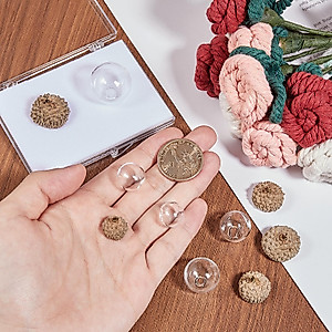 CHGCRAFT 5 Sets 5 Style Acorn Glass Ball Pendants Empty Clear Glass Globe Vial Pendants Wish Bottle Charms with Caps for Necklace Earring Making, Length 26mm to 40mm