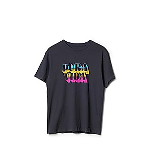 Pura Vida Women's PV Color Block Crewneck Shirt - Short Sleeves, Oversized Tee - Vintage Black, M