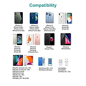 iPhone Charger [MFi Certified] 5 Feet/1.5 Meter Lighting Cable with USB Wall Plug Charge and Sync Compatible with iPhone 14 Pro Max/13/12/11/X/8/7/6s/5/SE iPad Air/Mini/iPod/AirPod