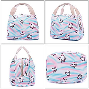 abshoo Cute Lightweight Teens School Bookbags Unicorn Girls Backpacks With Lunch Bag (Unicorn Rainbow Blue Set)