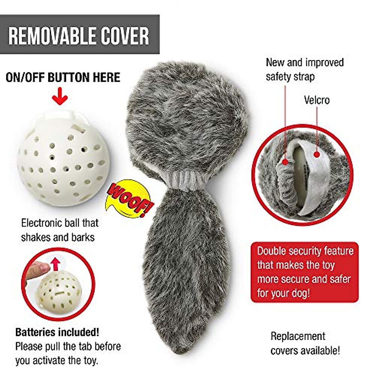 Hyper Pet Doggie Tail Interactive Plush (Wiggles, Vibrates, and Barks – Dog Toys for Boredom and Stimulating Play)