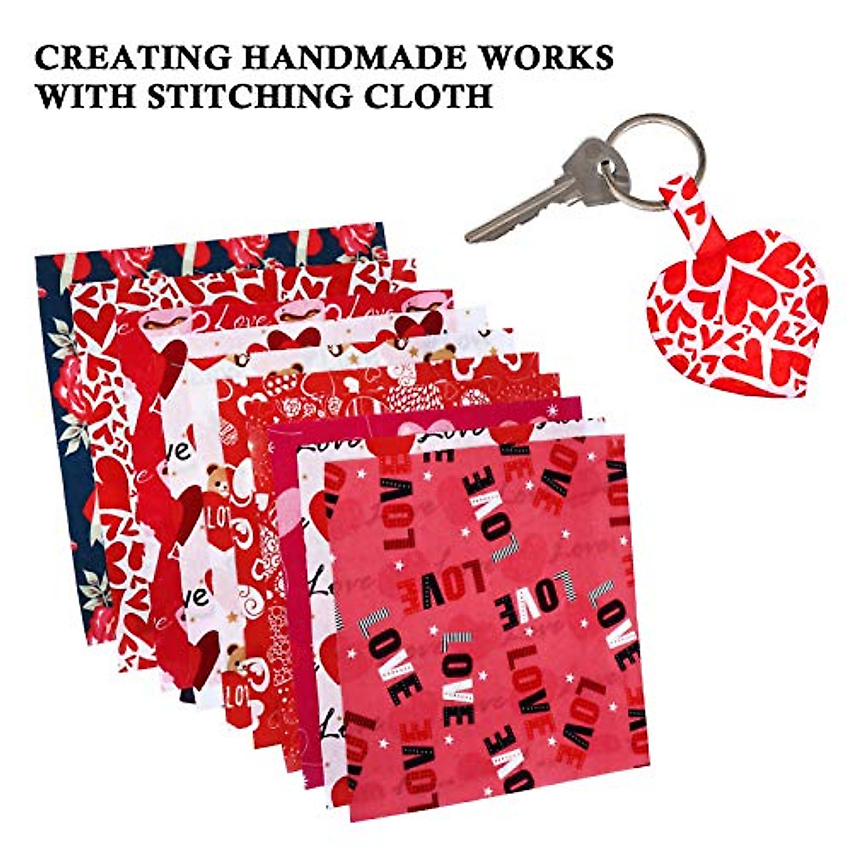 EXCEART Fabric Fabric 30 Sheets Assorted Craft Fabric Bundle Patchwork Fabric Sets Quilting Sewing Patchwork Cloths Delicate Sewing Patchwork Cloths DIY Craft Heart Pattern Quilting Quilted