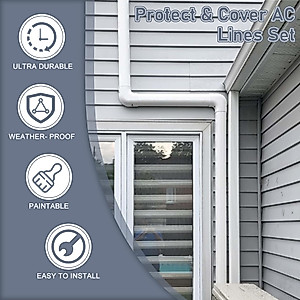 Flamorrow Decorative PVC Line Set Cover Kit, 3" 25 Ft Line Cover Kit for Ductless Mini Split Air Conditioner, Central AC and Heat Pump System