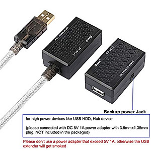 DTECH USB Extension Adapter USB to RJ45 Extender Over Cat5 Cat5e Ethernet Cable Set Connection up to 200ft