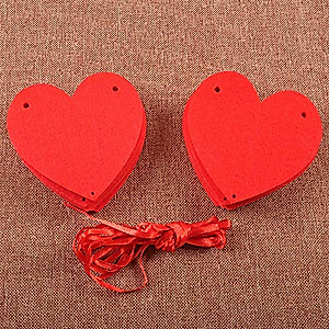 5 Pack Felt Heart Garland Banner, Love You Banner, Valentines Day Banner Decor - Valentines Decorations - Anniversary, Wedding, Birthday Party Decorations (A)