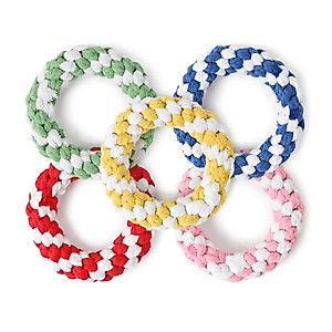 Dog Rope Donut Dental Chew Play Toy Braided for Bored, Teething Puppys and Dogs (Blue)