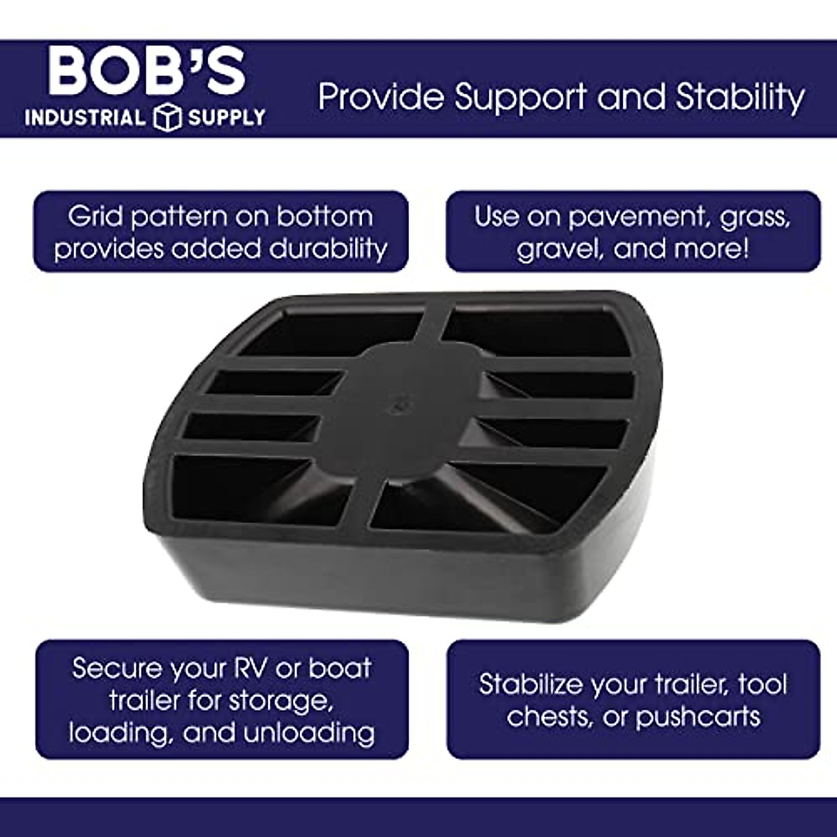 BISupply Trailer Wheel Chock for up to 6in Caster Wheel - 1pc Rubber Boat and RV Jack Block Jockey Trailer Wheel Dock