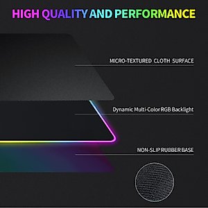 Dpower RGB Gaming Mouse Pad - Large Extended 13 Lighting Mode LED Soft Mouse Pad, Non-Slip Rubber Base, Waterproof, Computer Keyboard Mousepad Mat XL for Pro Gamer, 31.5X11.8Inch