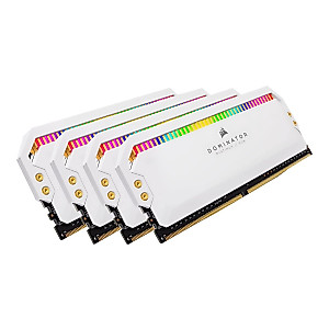 Corsair Dominator Platinum RGB 32GB (4x8GB) DDR4 3200MHz C16 Desktop Memory (12 Ultra-Bright CAPELLIX RGB LEDs, Patented Dual-Channel DHX Cooling Technology, Intel XMP 2.0 Support) White