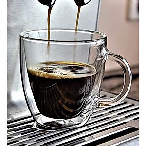 Dewstone Espresso Cups with Espresso Paddles (SET OF 2). Fits ALL Nespresso Machines. 5.4 oz Espresso Glasses. Insulated Double Wall Thermo Mugs, 2PACK