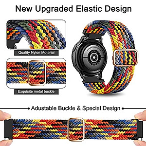 Tobfit Braided Nylon Bands Compatible with Samsung Galaxy Watch 5 Bands 40mm 44mm / Galaxy Watch 4 Bands 40mm 44mm, Samsung Galaxy Watch 5 Pro Watch Bands 45mm Stretchy Elastic Straps(Colorful)