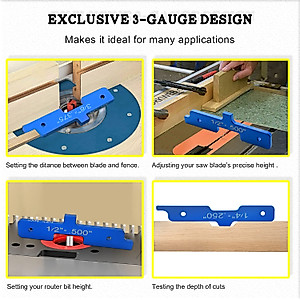 Router Table Setup Bars, Kingson Aluminum Alloy Woodworking Tools Compatible for Kreg (Set of 7)