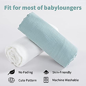 HOMBYS Muslin Baby Lounger Cover 2 Pack for Newborn, 100% Cotton Lounger Slipcover, Ultra Soft Removable Cover for Infant Lounger Pillow (Light Green & White)