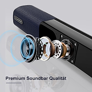 VILINICE 50W Sound Bar, 16-Inch Small Sound Bars for TV, 3 Equalizer Modes, Wireless Bluetooth 5.0, Optical/Aux/USB Connection, Mini Soundbar with Built-in DSP for TV, PC, Projectors, Tablets