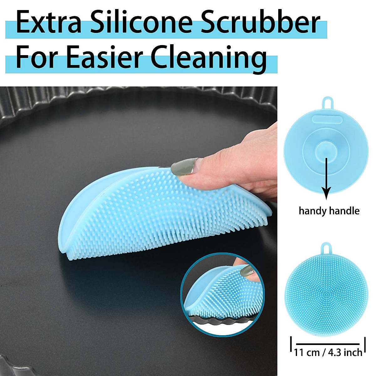 Vnray Mini Tart Pans with Removable Bottom 4 inch Set of 10, Non-stick Round Quiche Pan Heavy Duty Carbon Steel for Mousse Cakes, Christmas Dessert Baking with Silicone Scrubber