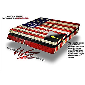 Vinyl Decal Skin Wrap compatible with Sony PlayStation 4 Slim Console Painted Faded and Cracked USA American Flag (PS4 NOT INCLUDED)