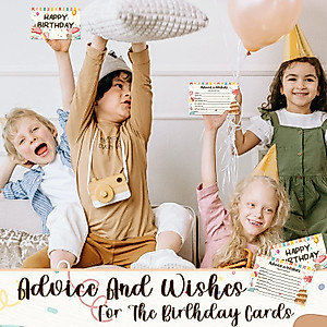 1DFAUL 60pcs Birthday Wishes Cards, Guest Book Advice Cards Box for Birthday Party, Advice And Wishes for Birthday Games, for 16th, 18th, 30th, 40th, 50th, and Any Age, Birthday Party Favors