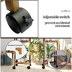 Qilebi Plant Stand Indoor With Wheels, Wood Outdoor Plant Stand for Multiple Plants, 9 Tier Ladder Plant Holder Table Plant Pot Stand for Garden, Balcony, Living Room, Corner, Front & Back Yard