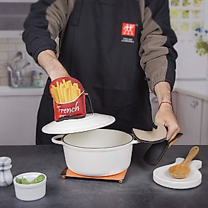 Creative Home Set of 2 (One Pair) Neoprene Oven Mitt Heat Resist Kitchen Gloves Pot Holder Grabber, 5.3" L x 5.7" W, French Fries