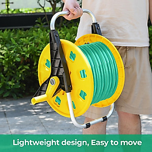 Portable Garden Hose Reel-Holds 131-Feet Hose Of 5/8-Inch,Wall/Floor Mounted 2 In1 Water Hose Holders For Outside With Hose Adapter For Outside Yard Lawn