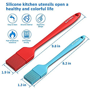 2 Pack Pastry Brush,Suruwu Silicone Basting Brushes Oil Sauce Marinades Butter Spreader with Steel Core, Temperature Resistant for Cake BBQ Grill Baking Kitchen Cooking, Dishwasher Safe