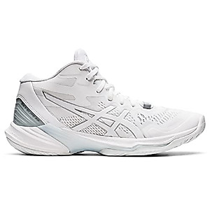 ASICS Women's Sky Elite FlyteFoam Mid Top 2 Volleyball Shoes, 8.5, White/White