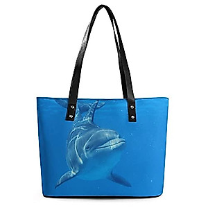 Womens Handbag Dolphin Leather Tote Bag Top Handle Satchel Bags For Lady
