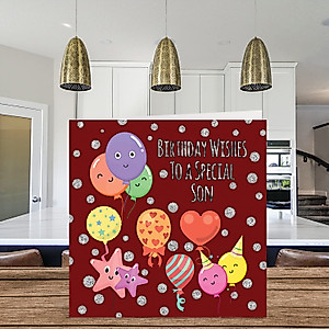 Fun Birthday Cards for Son - Birthday Balloons - Happy Birthday Card for Son from Mom or Dad, Son Birthday Gifts, 5.7 x 5.7 Inch Birthday Greeting Cards Gift for Son