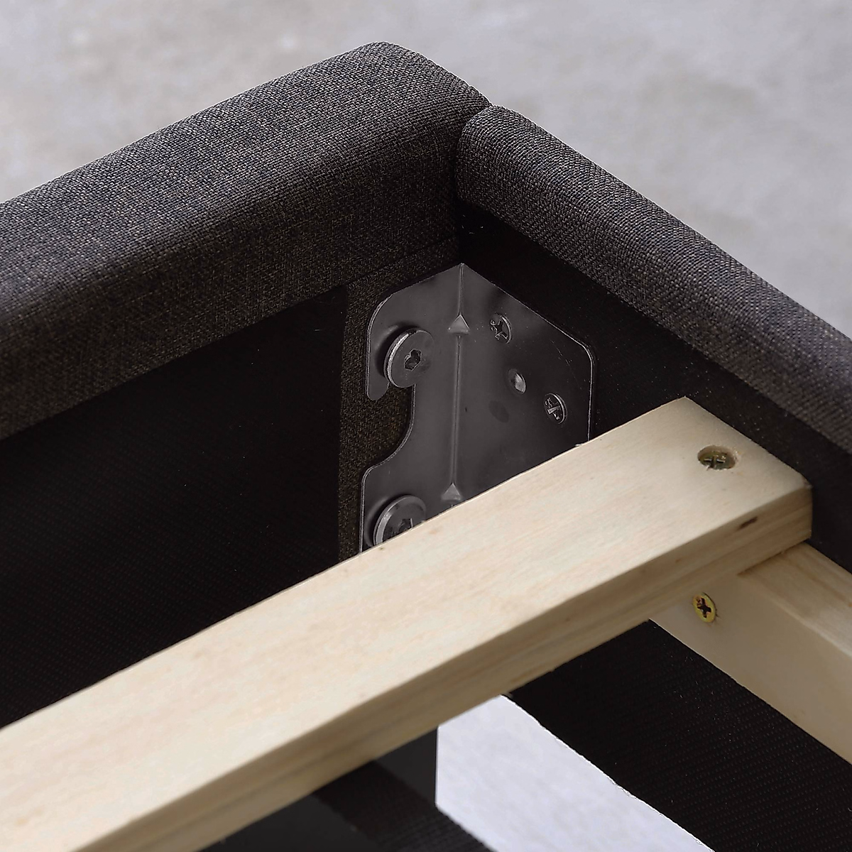 Furinno Laval Button Tufted Upholstered Platform Bed Frame, King, Stone