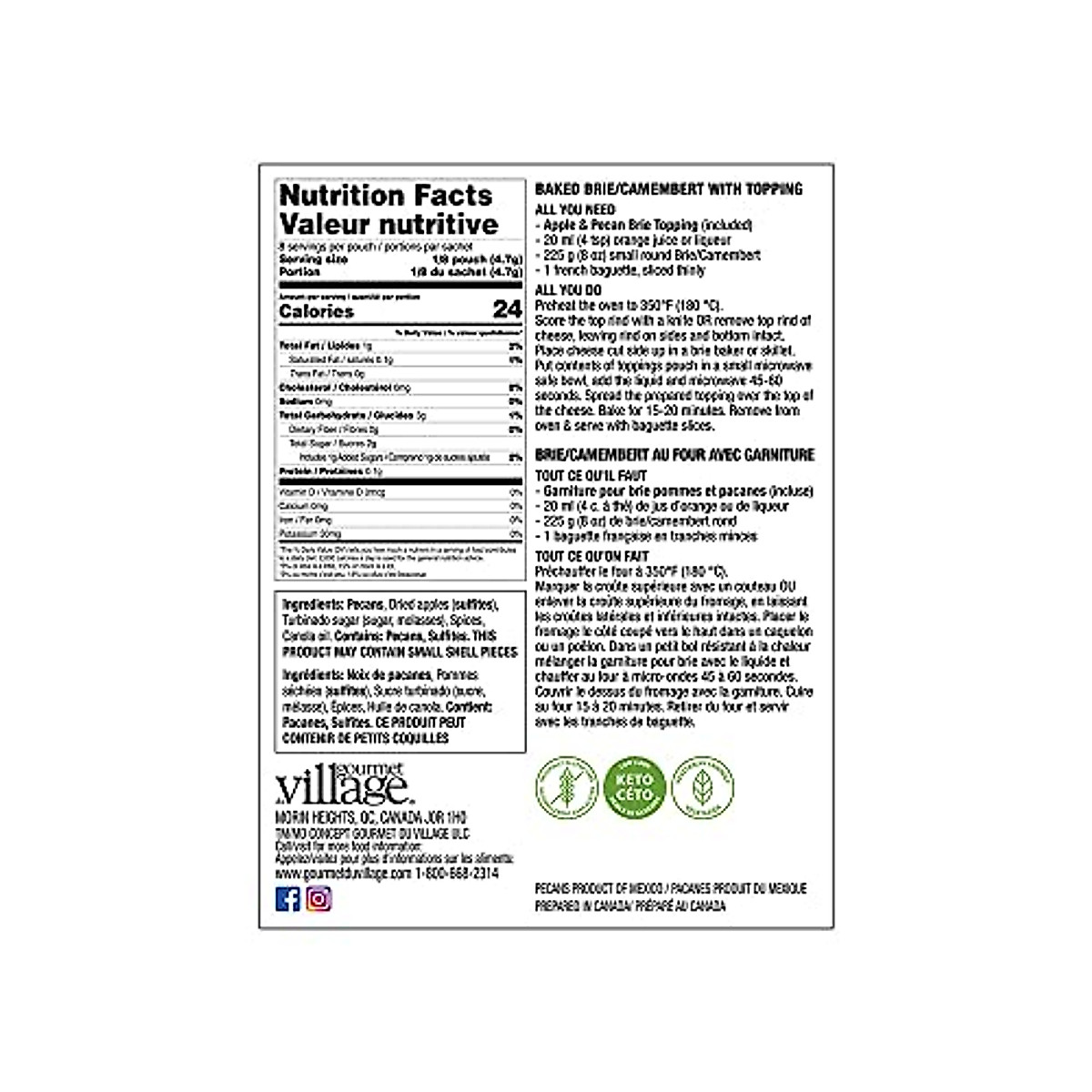 Gourmet Village Baked Brie Topping Mix - Apple & Pecan