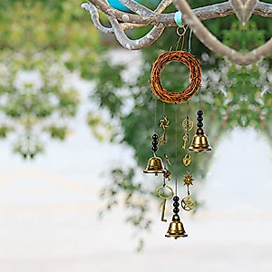 2 Pieces Witch Bells Protection Door Hangers Witch Wind Chimes Wreath Handmade Hanging Witch Bells Wiccan Magic Wind Chimes for Home Door Doorknob Witchcraft Decorations (Novel Style)
