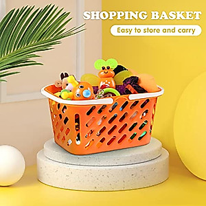 2pcs Mini Shopping Baskets Portable Grocery Baskets with Handles Multipurpose Baskets Toys Storage Organizers for Kids Toddlers Party Favors