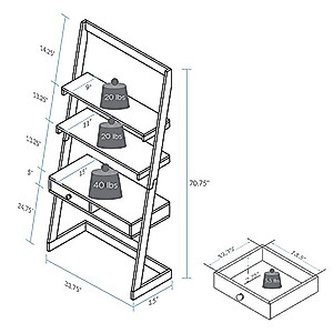 American Trails Freestanding Ladder Desk With Drawer, Natural Maple/White