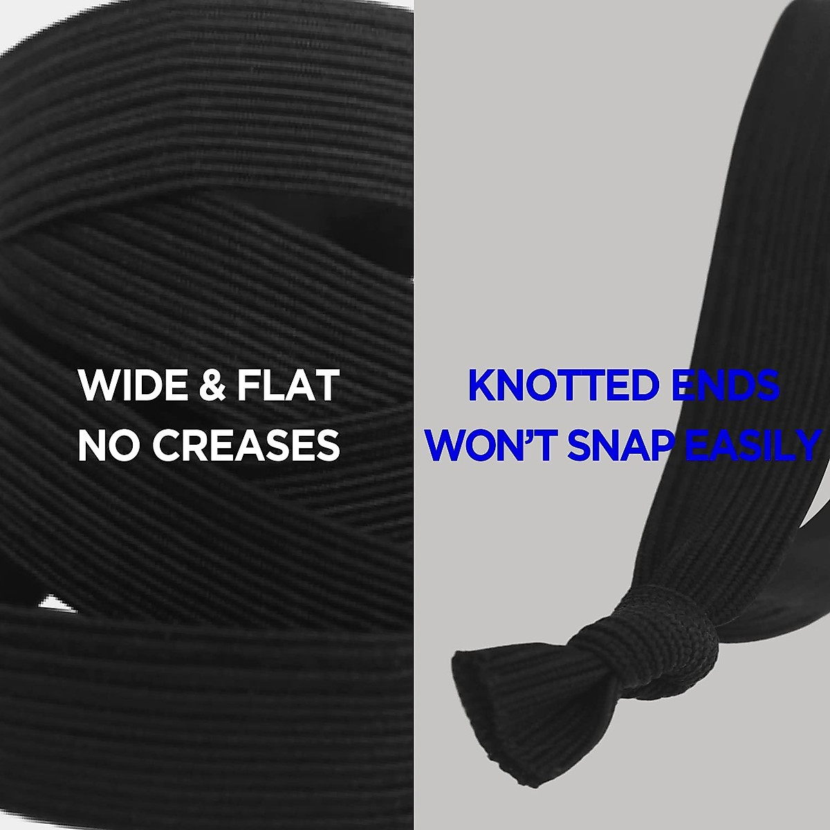 HAVHAF Knotted Mens Hair Ties For Men 5 pcs (Wide, Black) - No damage Crease Breakage Men with Long Hair | For Buns Curly Thick Elastic Hair Ties For Guys | Perfect hairtie For Men