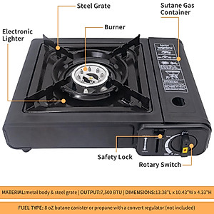 ShellKingdom Camping Stove Portable Outdoor Emergency Butane Stove Burner with Carrying Case For Camping, Picnics, Hiking, BBQ