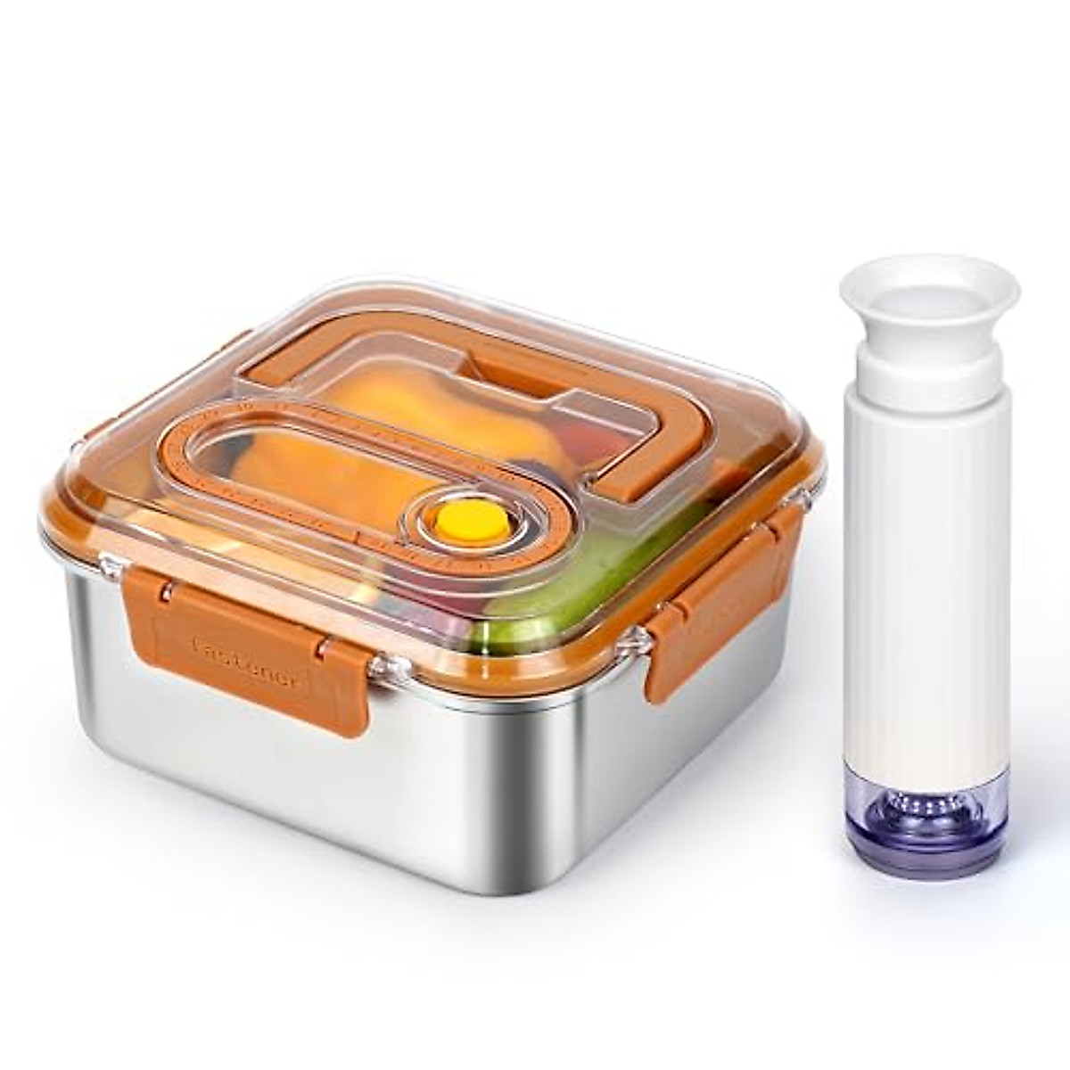 Vacuum Sealed Container，ｗith Vacuum Pump，Stainless Steel Vacuum Food Storage Container，for　Food Storage，Kitchen Storage ，Keep Food Fresh 5 Times Longe