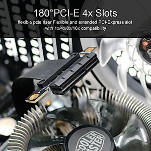 BQZYX+ PCI-E Riser PCI-E x4 Extension Cable Pcie Extension Cable Extension Port Adapter (20cm 180 Degrees)-Upgrade Version