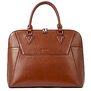 BOSTANTEN Briefcase for Women Leather 15.6 inch Laptop Shoulder Bags Office Work Crossbody Handbag Brown