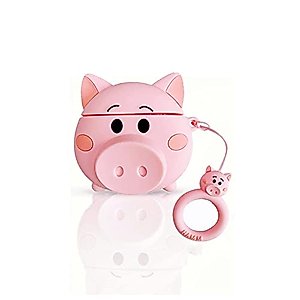 Huayou Cute Case Cover for 2021 Apple Airpods 3rd Generation with Keychain,Cool 3D Cartoon Fun Motorcycle Designed Shockproof Protective Soft Silicone Case for Women Men Girls Boys (Pink Pig)