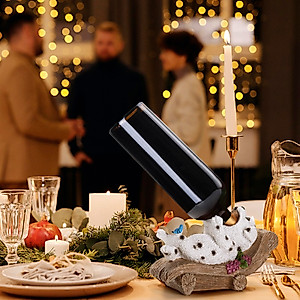 HERJIATK Wine Bottle Holder Dog Wine Rack Resin Decorative Puppy Sculpture for Home, Kitchen, Restaurant, Bar, Tabletop Decoration Gifts