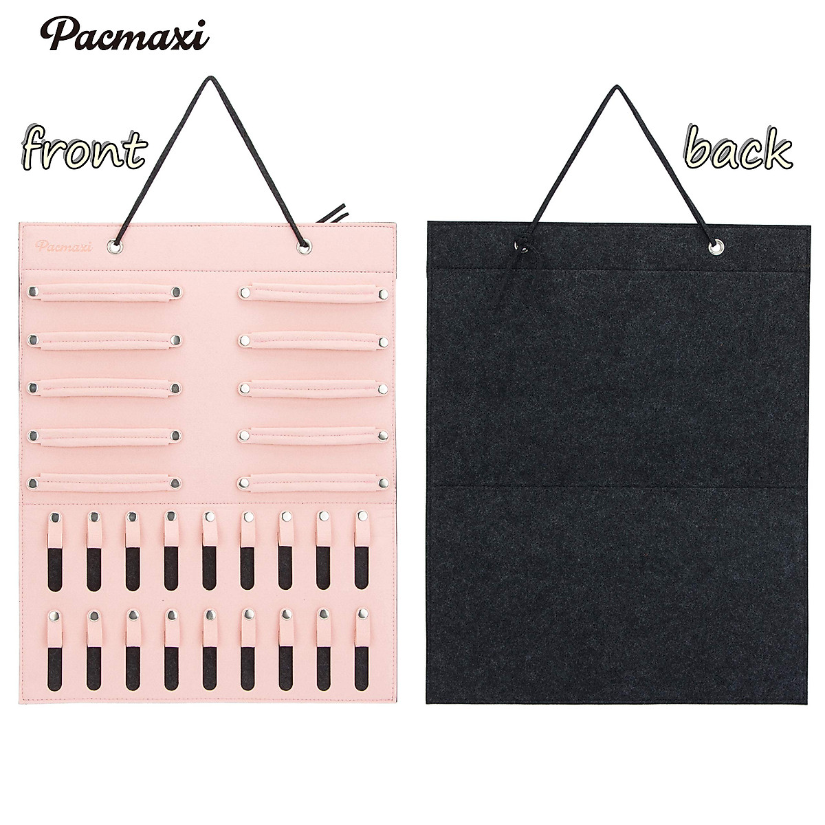 PACMAXI Hanging Baby Girl Headbands Storage Organizer, Newborn Headbands and Bows Holder(10 Snap Band+18 Snaps,Pink)